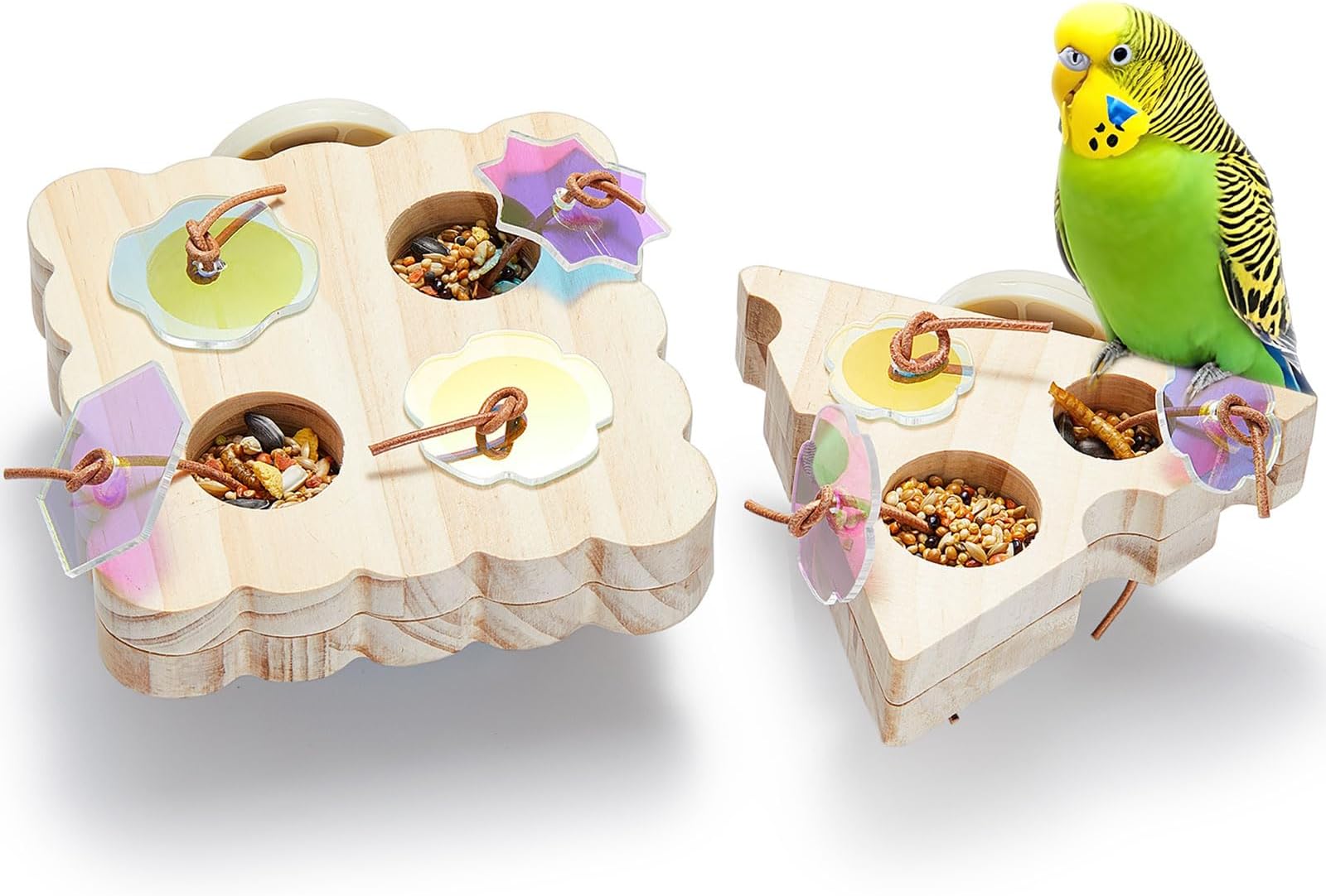 Amazon.com : Jevnd 2Pcs Wooden Small Bird Foraging Toys, Interactive ...