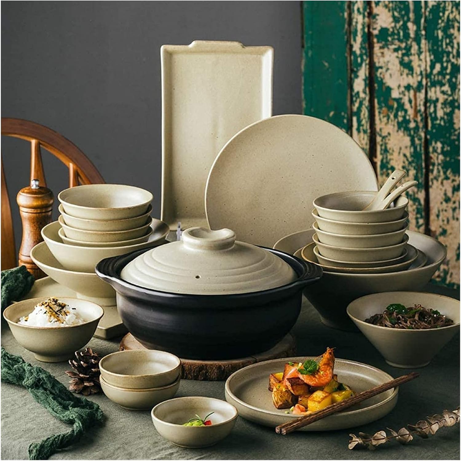 Amazon.com | DREANNI Dinner Set for Family Party, Hotel Restaurant, 57 ...