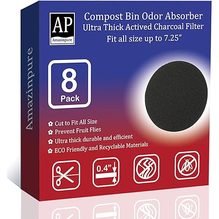Amazon.com : 8 Pack Kitchen Compost Bin Charcoal Filter Replacements ...