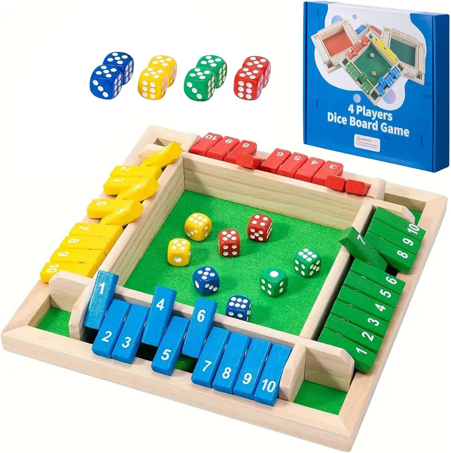 Amazon.com: COHHFWPD Shut The Box Dice Game, Shut The Box-Wooden Dice ...