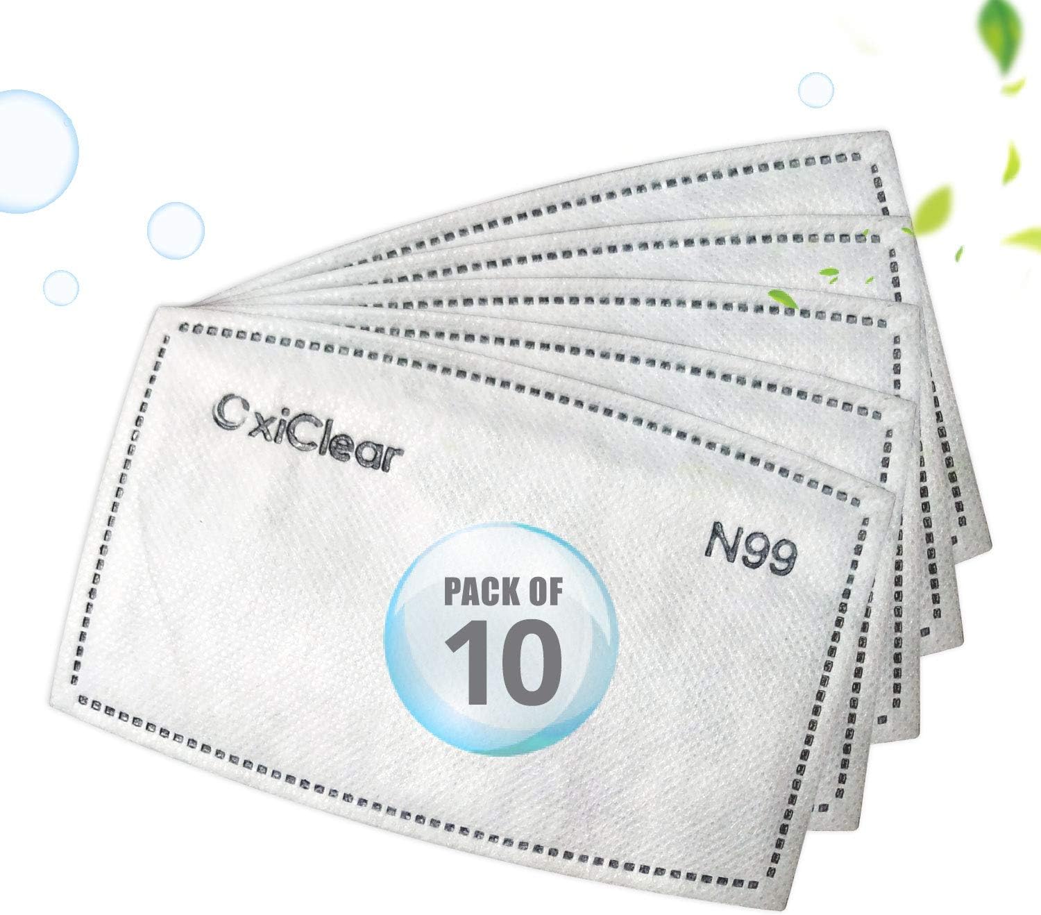 OxiClear Refill Filters, N99 PM 2.5 Activated Carbon Filter (Pack of 10 ...