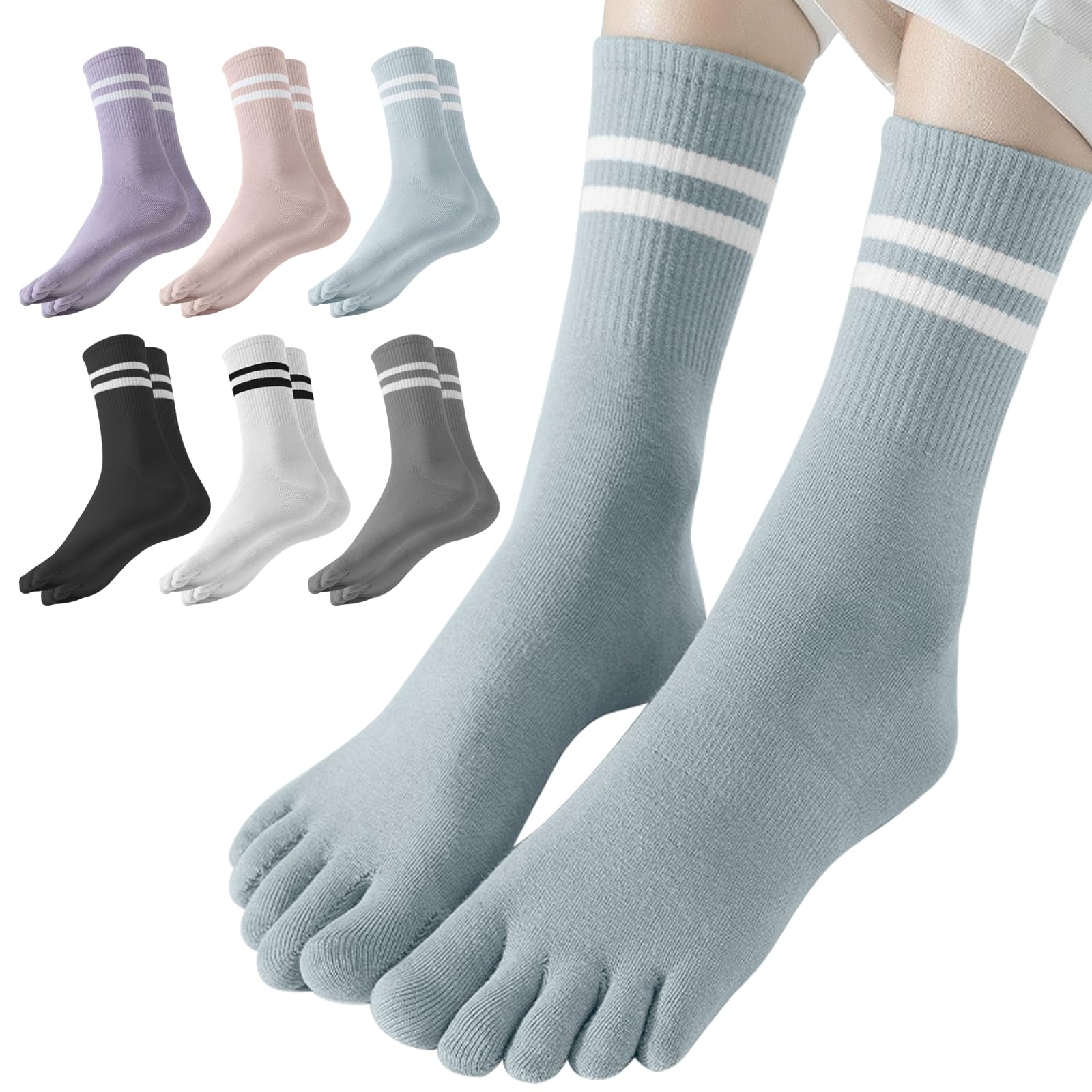 SGQTZDZQ 6 Pairs Toe Socks for Women, Multicolor Five Finger Cotton ...