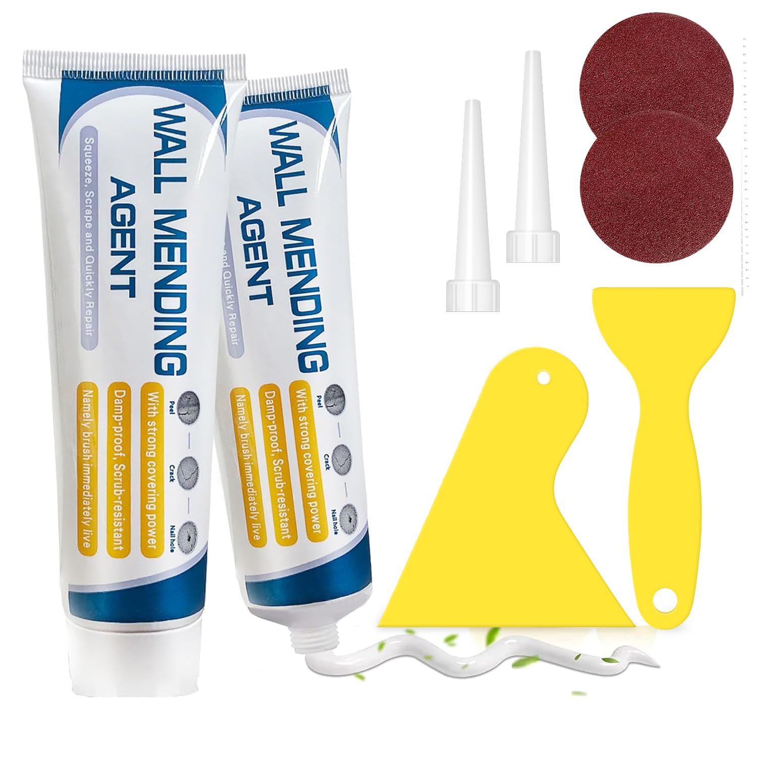 Drywall Repair Kit, 2 Pack Wall Spackle Repair Paste with Drywall Patch ...