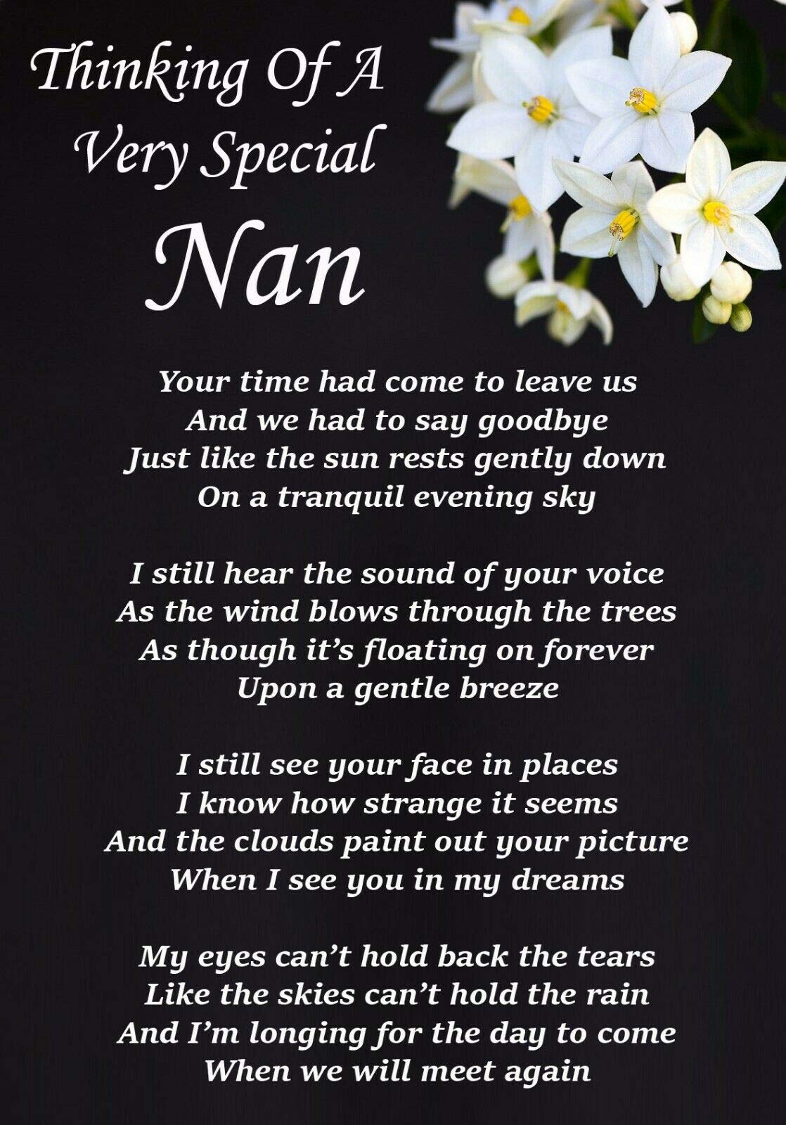 Nan Tribute Quotes Remembrance Poem Canvas | Gemz By Emz