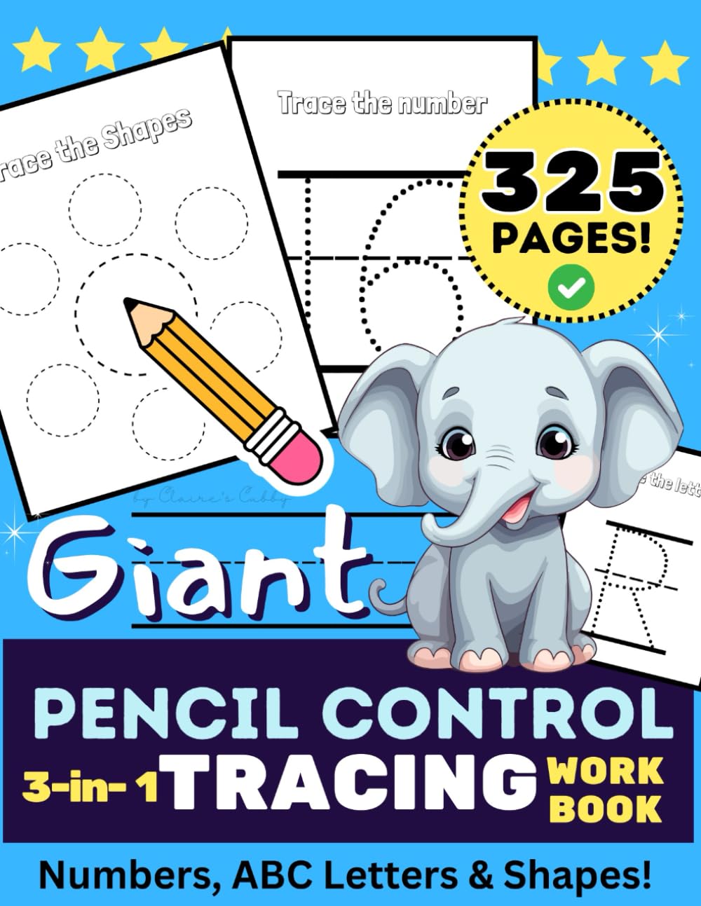 325 Page 3-in-1 Big Numbers, ABC Letters & Shapes Tracing Practice ...