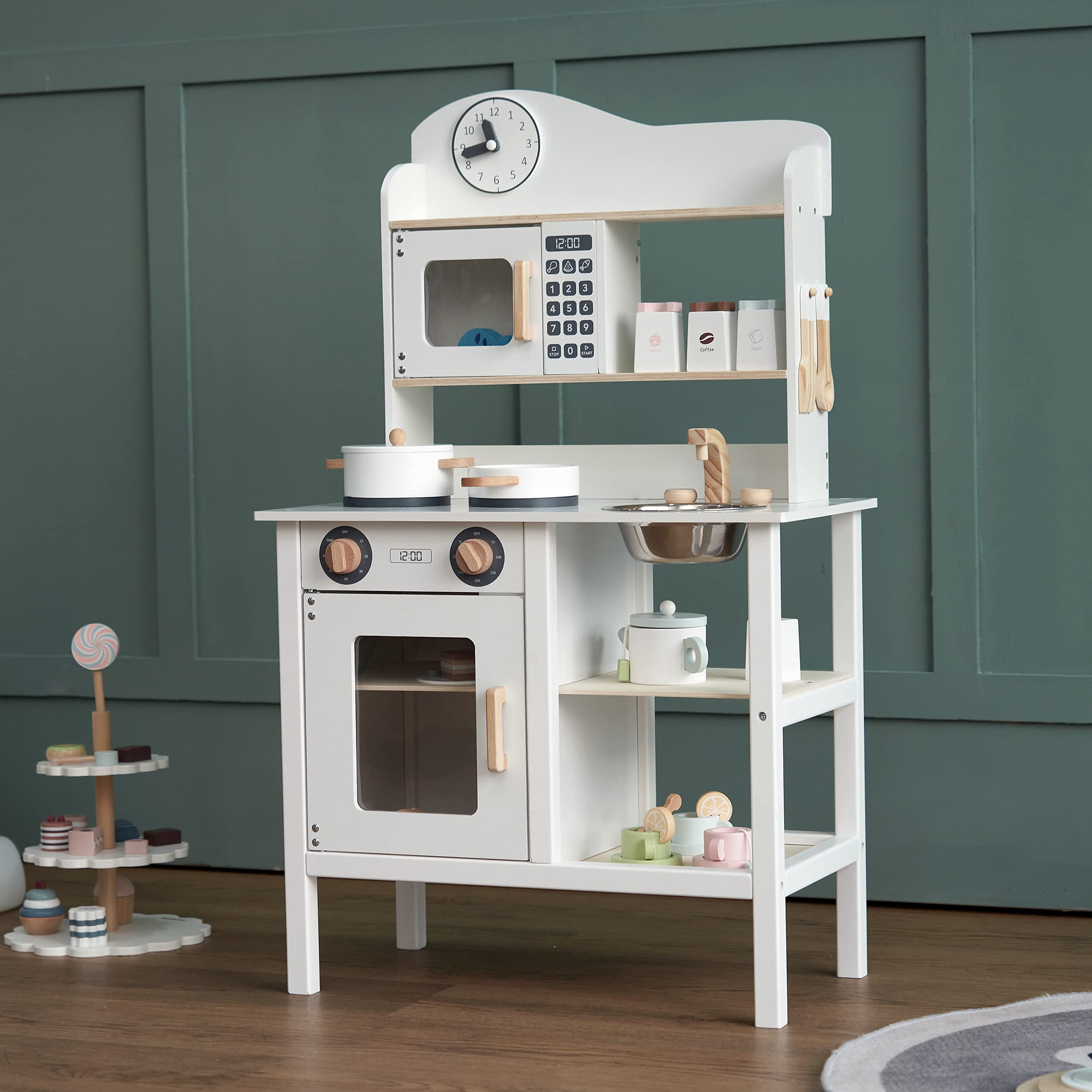 Buy Kidoz Essential Kids Wooden Kitchen, Large Pretend Role Play Toy ...