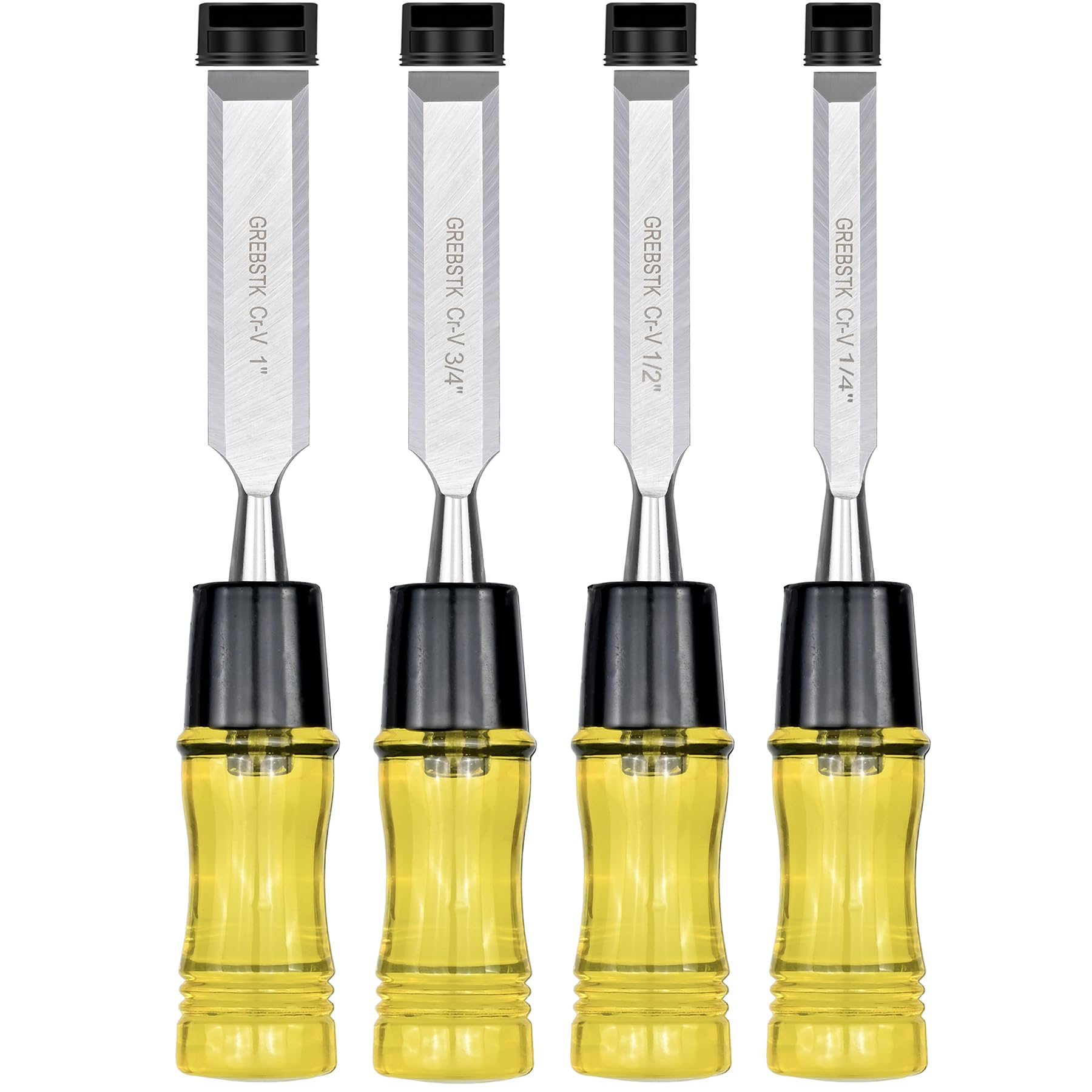 GREBSTK 4 Piece Wood Chisel Set for Woodworking, Professional CR-V ...