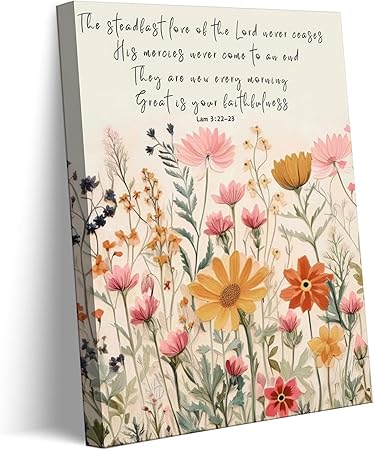 Amazon.com: BBQCBA Christian Floral Scripture Canvas Wall Art ...