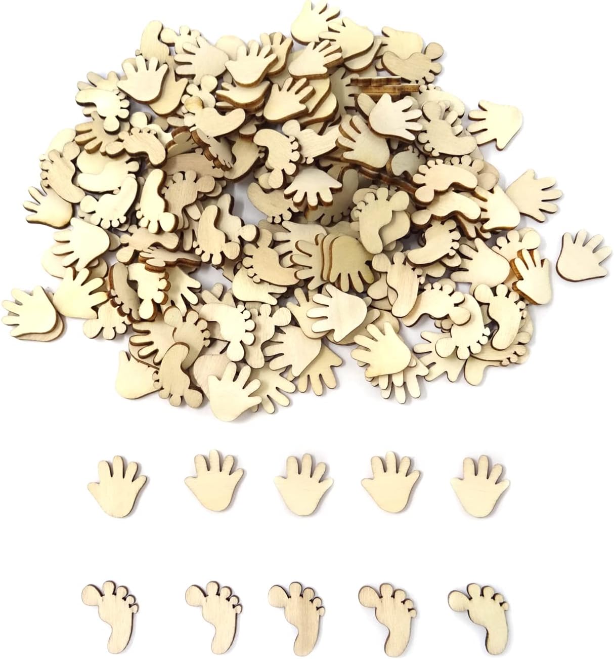 Amazon.com: Amosfun 100PCS Foot Shape Wood Slices Christmas Decorations ...