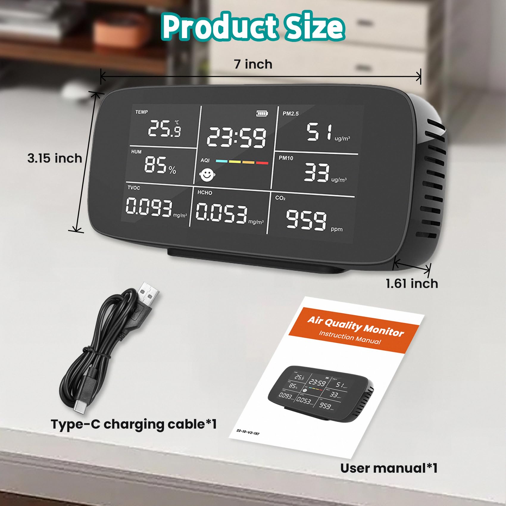 Snapklik.com : New Upgraded Indoor Air Quality Monitor, 9 In 1 Air ...
