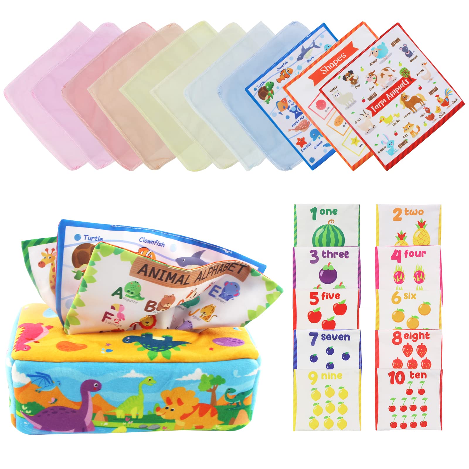 Hapavis Baby Tissue Box Toys for Toddlers with Rainbow Dance Scarves ...