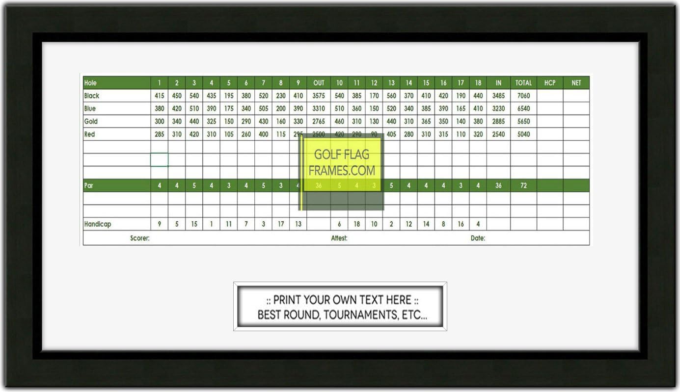 Amazon.com - Golf Flag Frames Custom Size Golf Scorecard Frame; Black ...