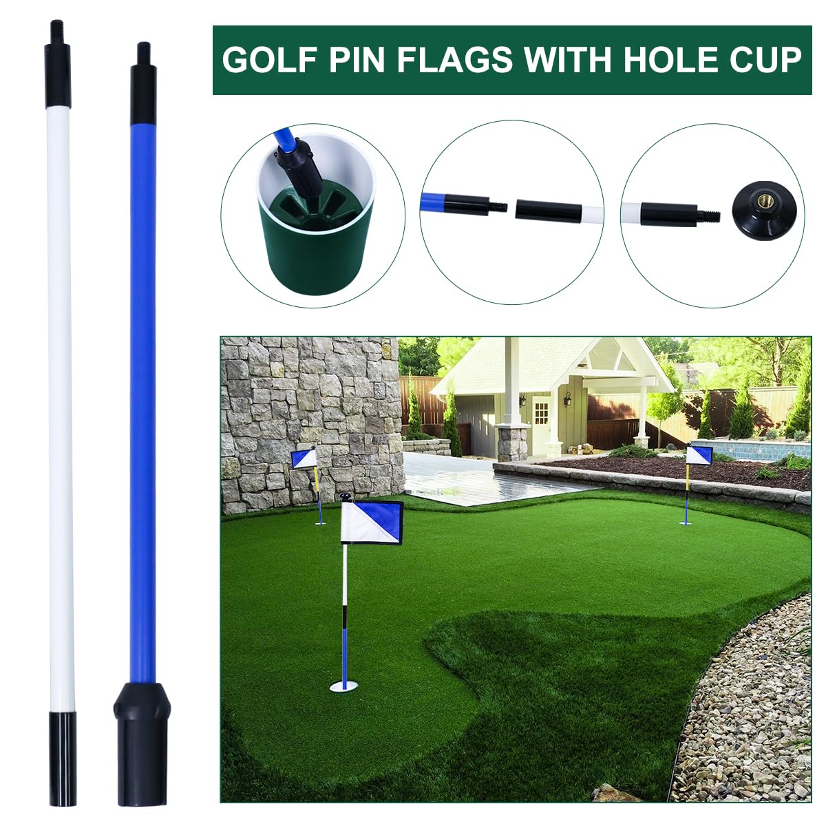 Snapklik.com : Konday Golf Flagstick 3ft,Golf Flag Stick Hole Cup Set ...