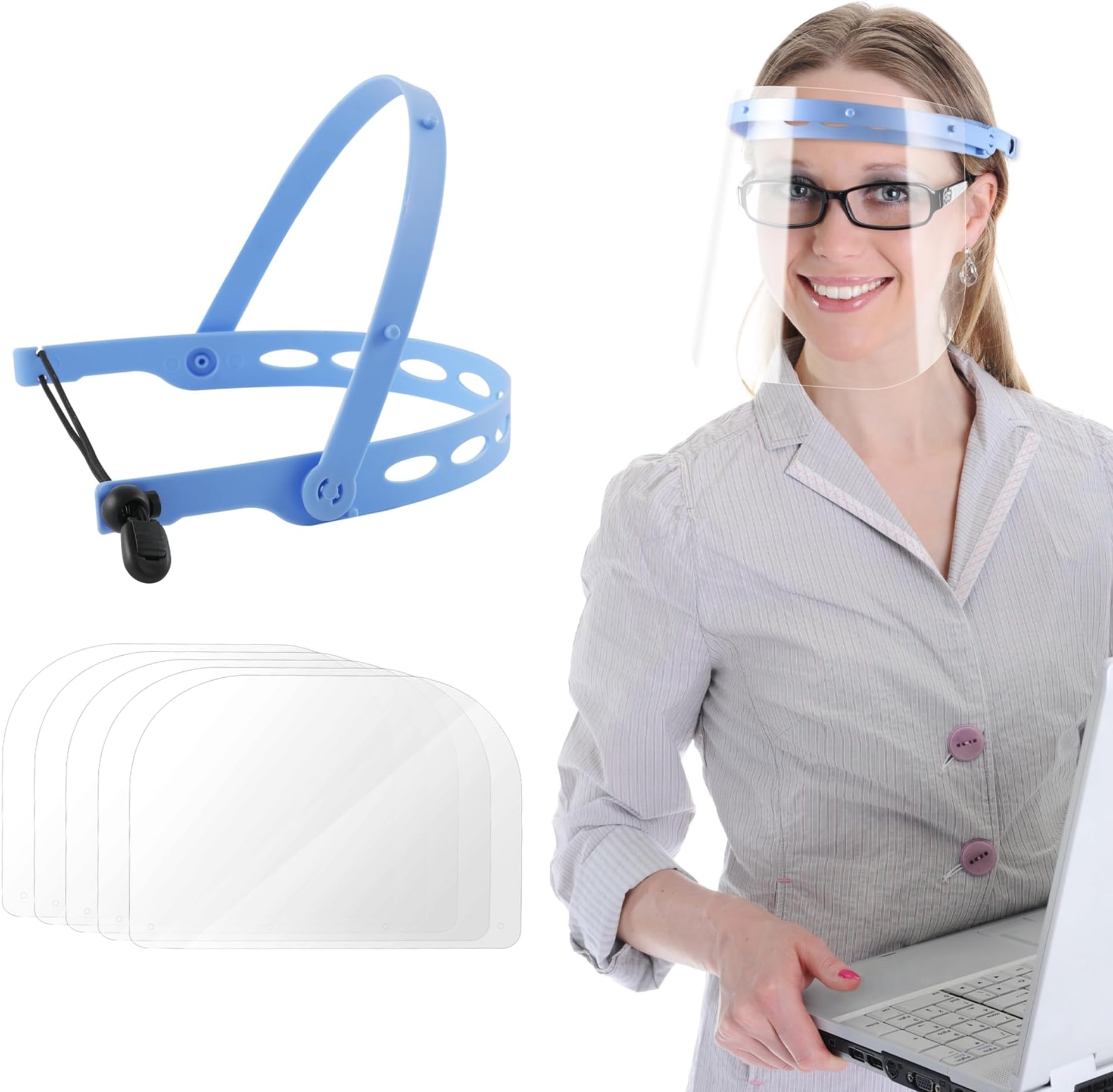 5 Pcs Safety Face Shields, Replaceable face Shields, Adjustable Face ...