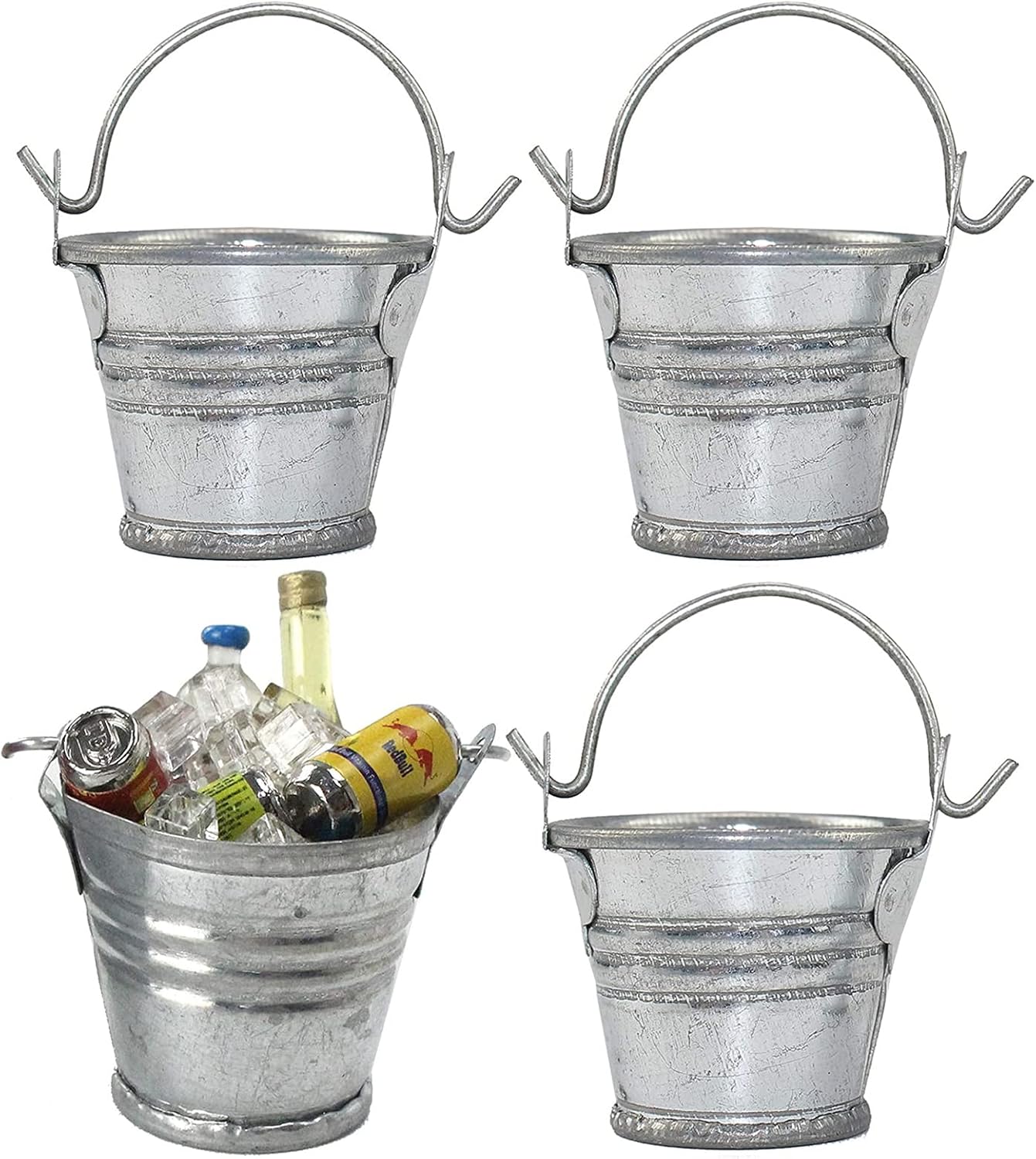 Amazon.com: 4 Metal Pails Buckets 1:12 Scale Miniature Micro Aquarium ...