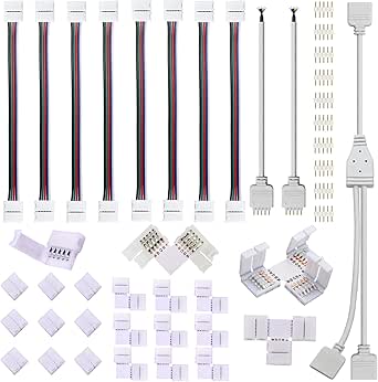FSJEE 5 Pin LED Strip Connector Kit, Include L and T Shape 5 Pin LED ...