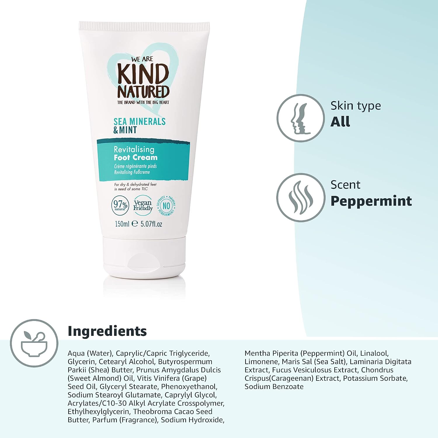 Kind Natured Sea Minerals and Mint Revitalising Foot Cream 170g – BigaMart