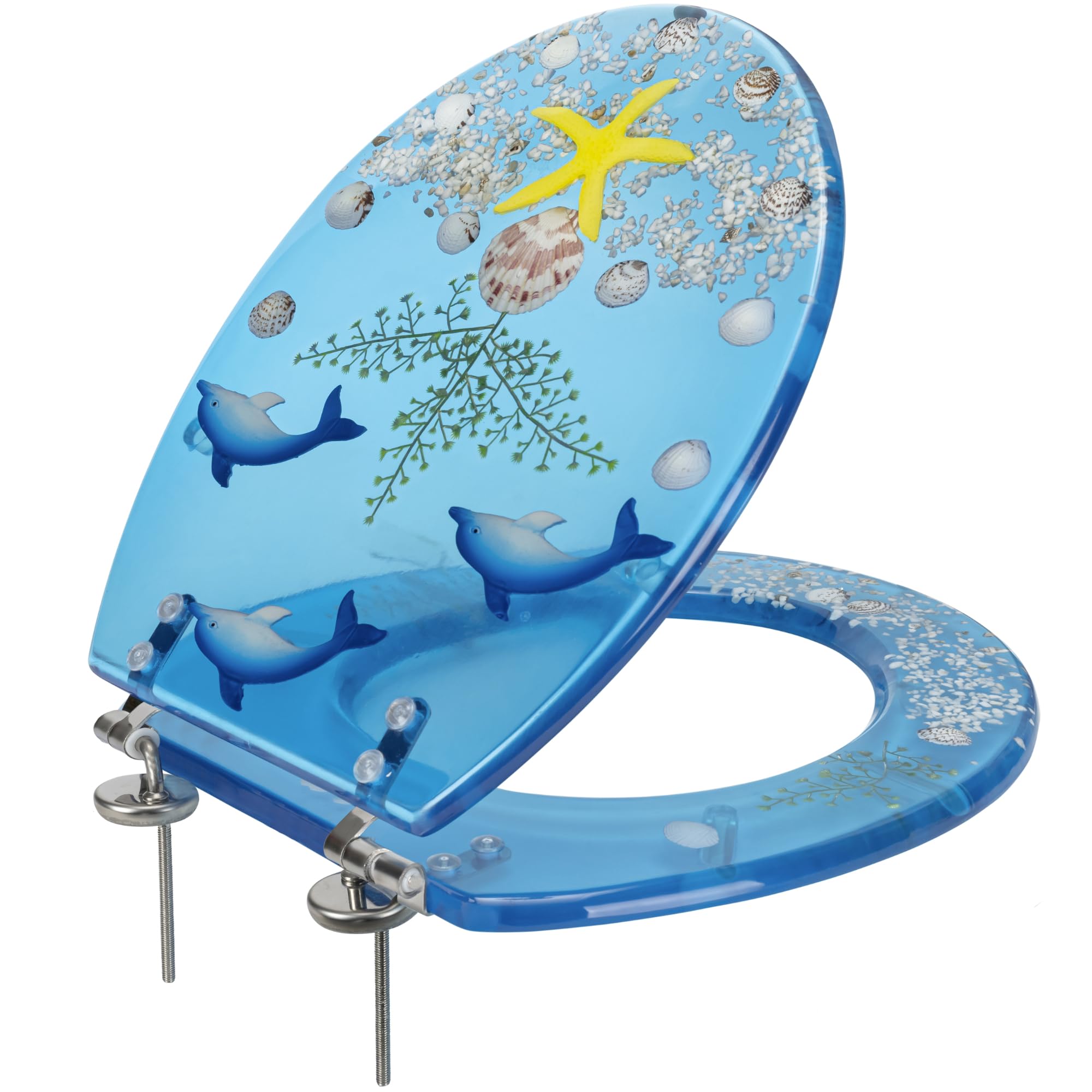 Polyresin Ocean Life Dolphins Toilet Seat By PREMIUS, Standard Round ...