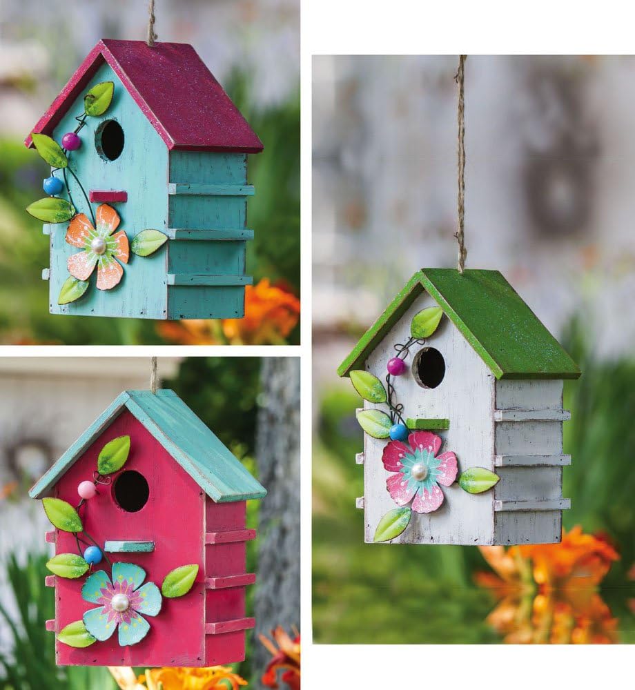Amazon.com : Evergreen Enterprises EG489925 Floral Adorned Birdhouses ...