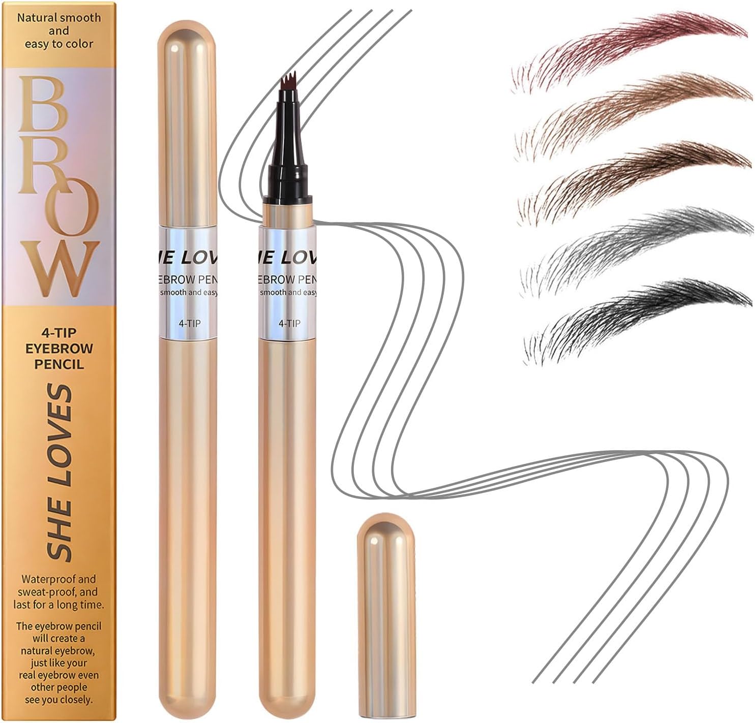 Amazon.com : Eyebrow Pencil Dark Brown for Women, 4 Fork Tip ...