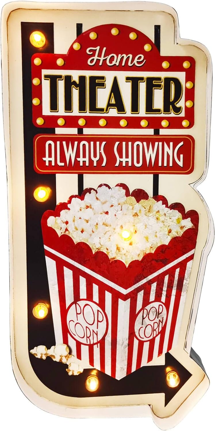 Amazon.com: Popcorn Sign, LED Vintage Popcorn Decor Snacks Sign Wall ...