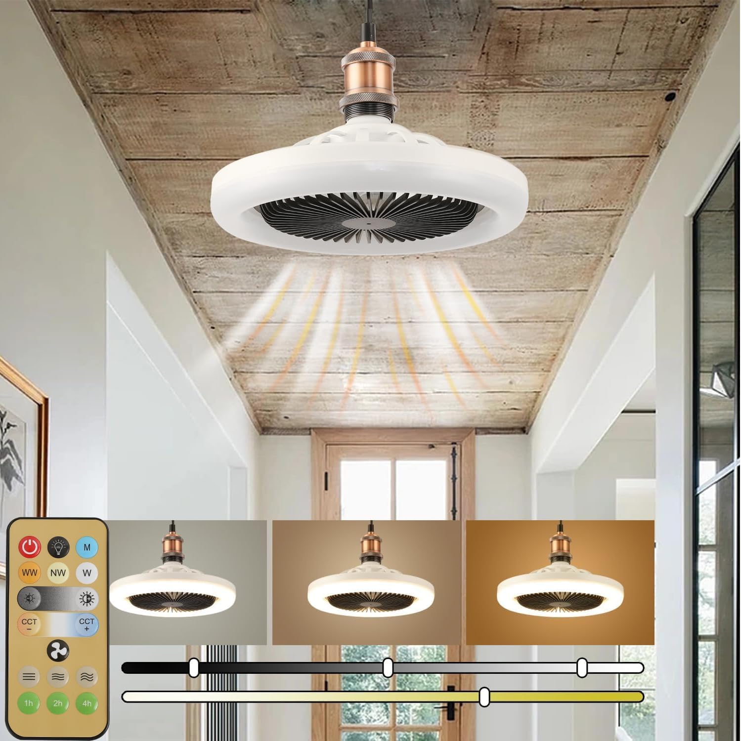 Plug in Ceiling Fan With Light 30w E26 Socket Fan Comes with 9.84ft ...