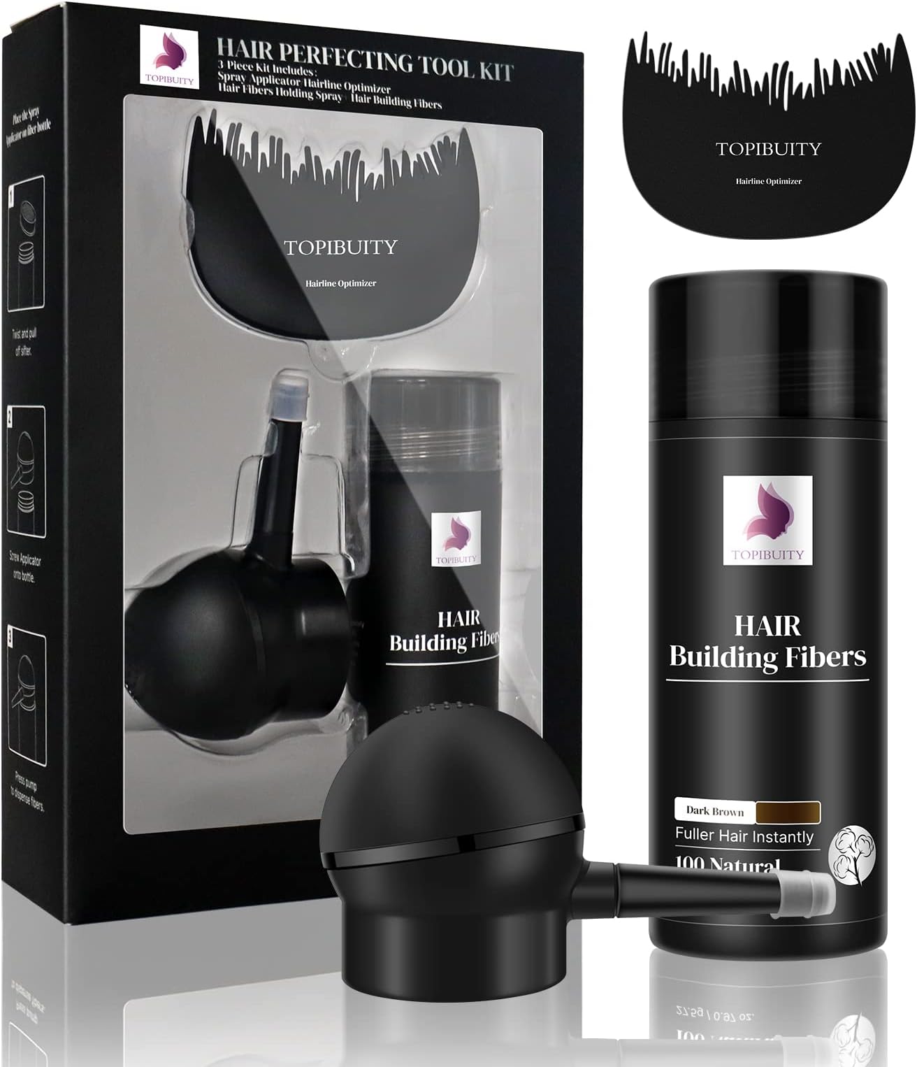 Amazon.com: Hair Fibers for Thinning Hair Fiber Applicator 3-in-1 Set ...