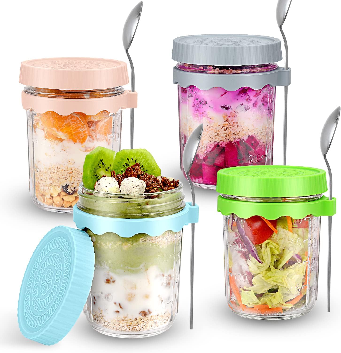Amazon.com: Oyrlize Overnight Oats Containers with Lids and Spoon ...