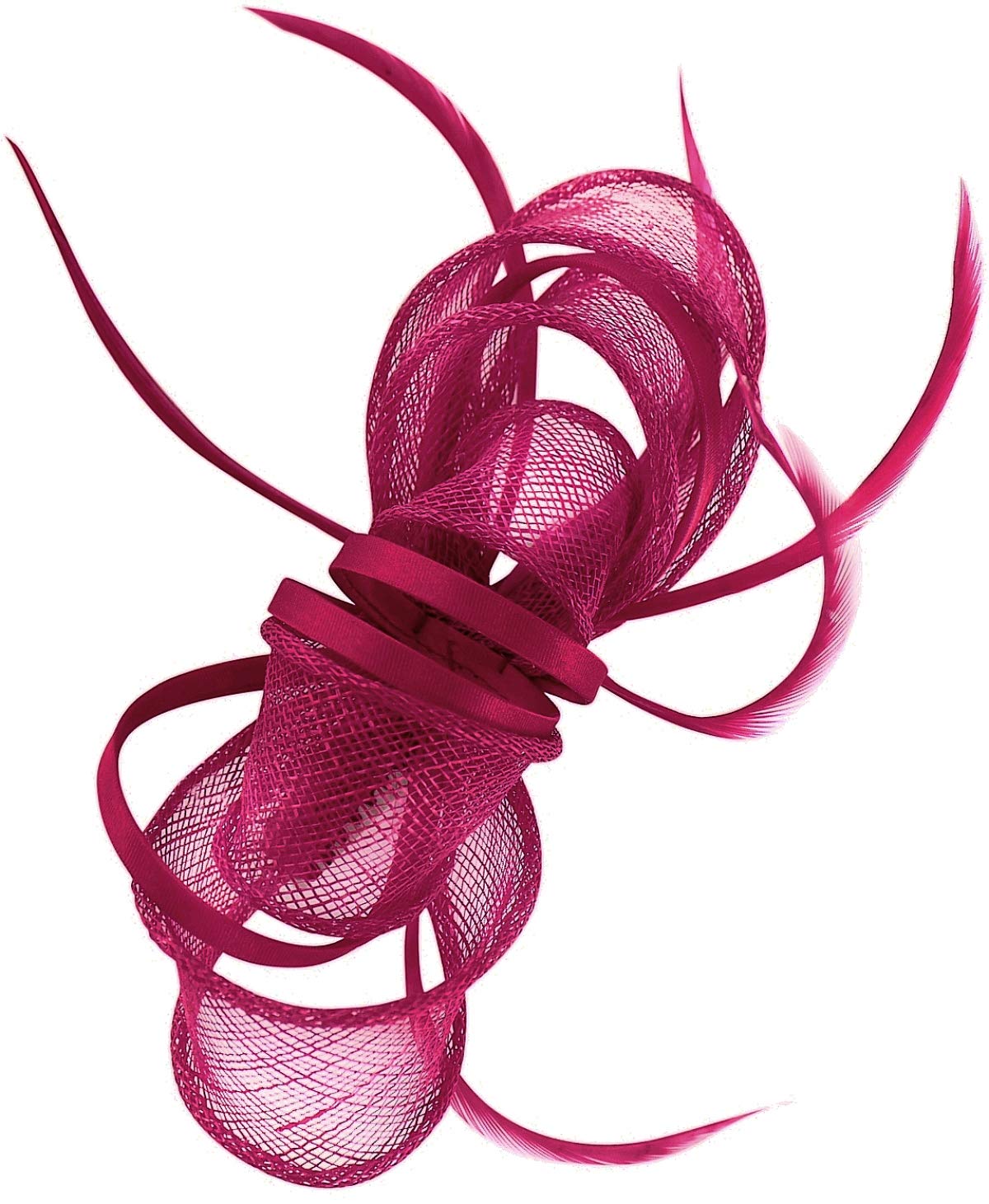 Amazon.com: Aurora Collection Satin Loops Comb Fascinator in Magenta ...