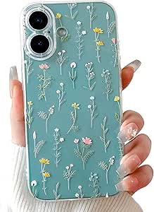 Amazon.com: Lovmooful Compatible for iPhone 16 Case Cute Clear Oil Flower Floral Leaf Design for ...