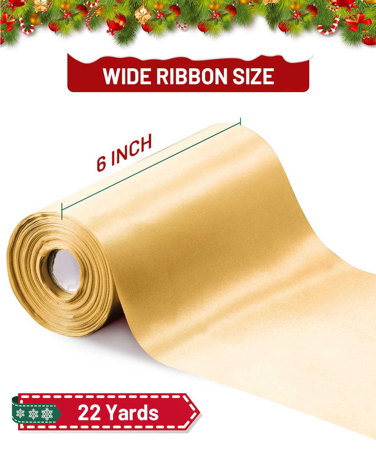 Snapklik.com : Gold Satin Ribbon 6 Inch X 22 Yd Wide For Grand Opening ...