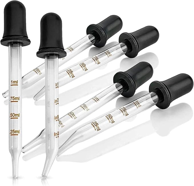 Eye Dropper - 6-Pack, Bent & Straight Tip Calibrated Glass Medicine ...