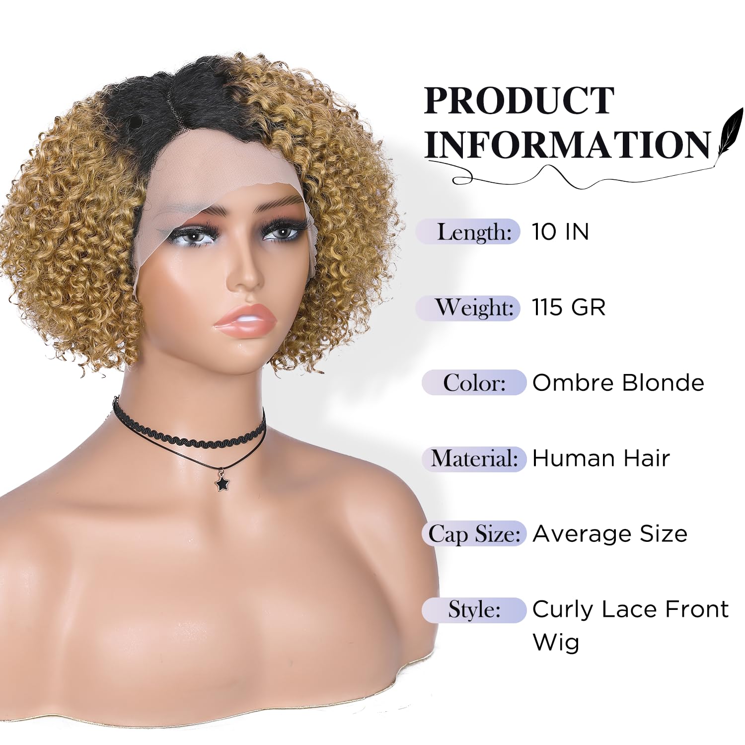 Snapklik.com : WIGER Short Curly Bob Lace Front Human Hair Wig Ombre ...