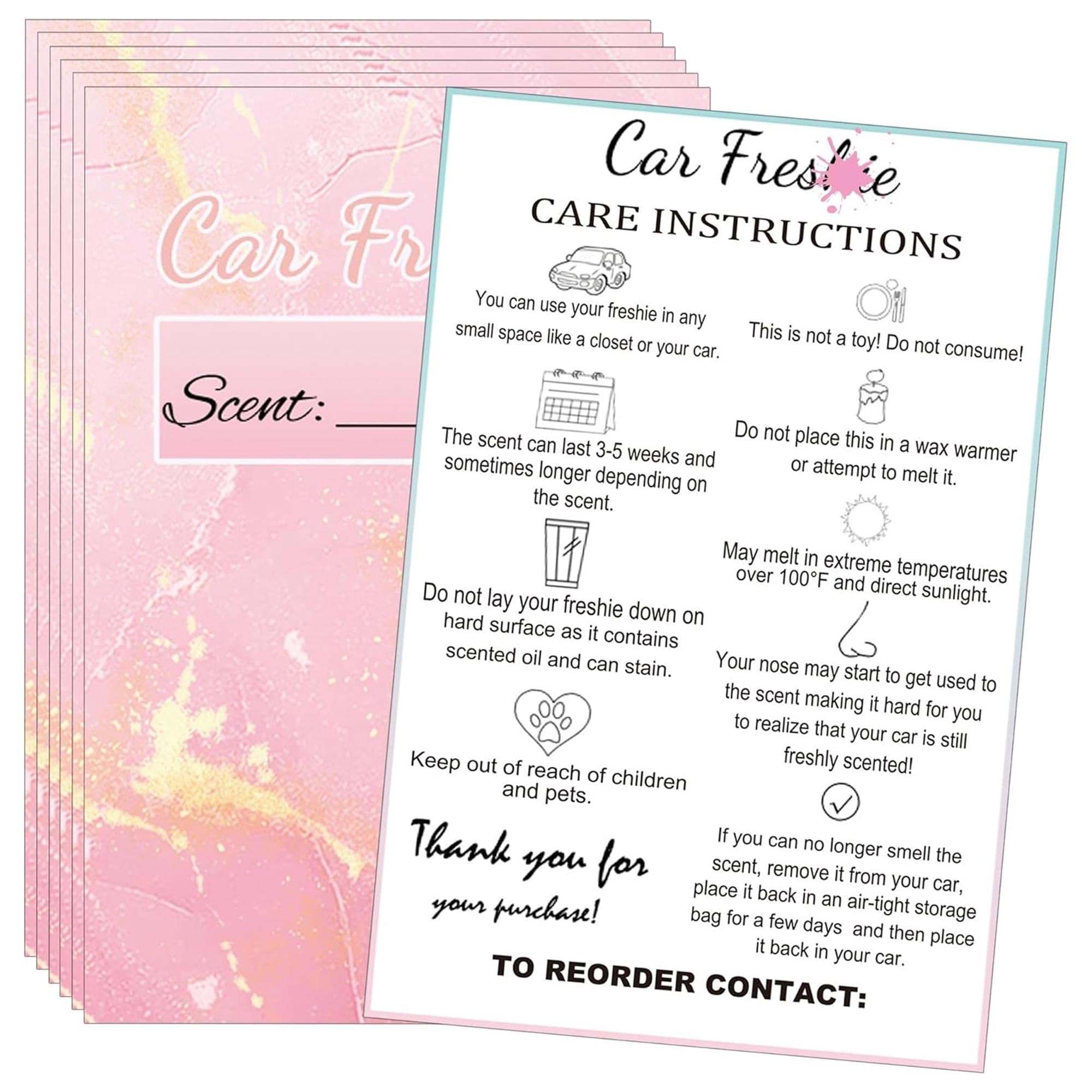 Amazon.com : Car Freshiess Insert Cards Freshies Scent Label 4”x6”Care ...