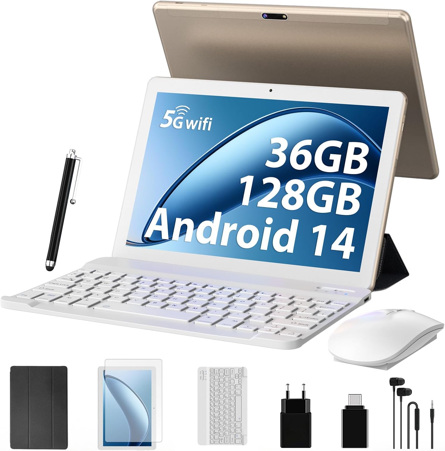 FORUSER Android 14 Tablette 10 Pouces avec 5G WiFi 6, Octa Cœur,36Go ...