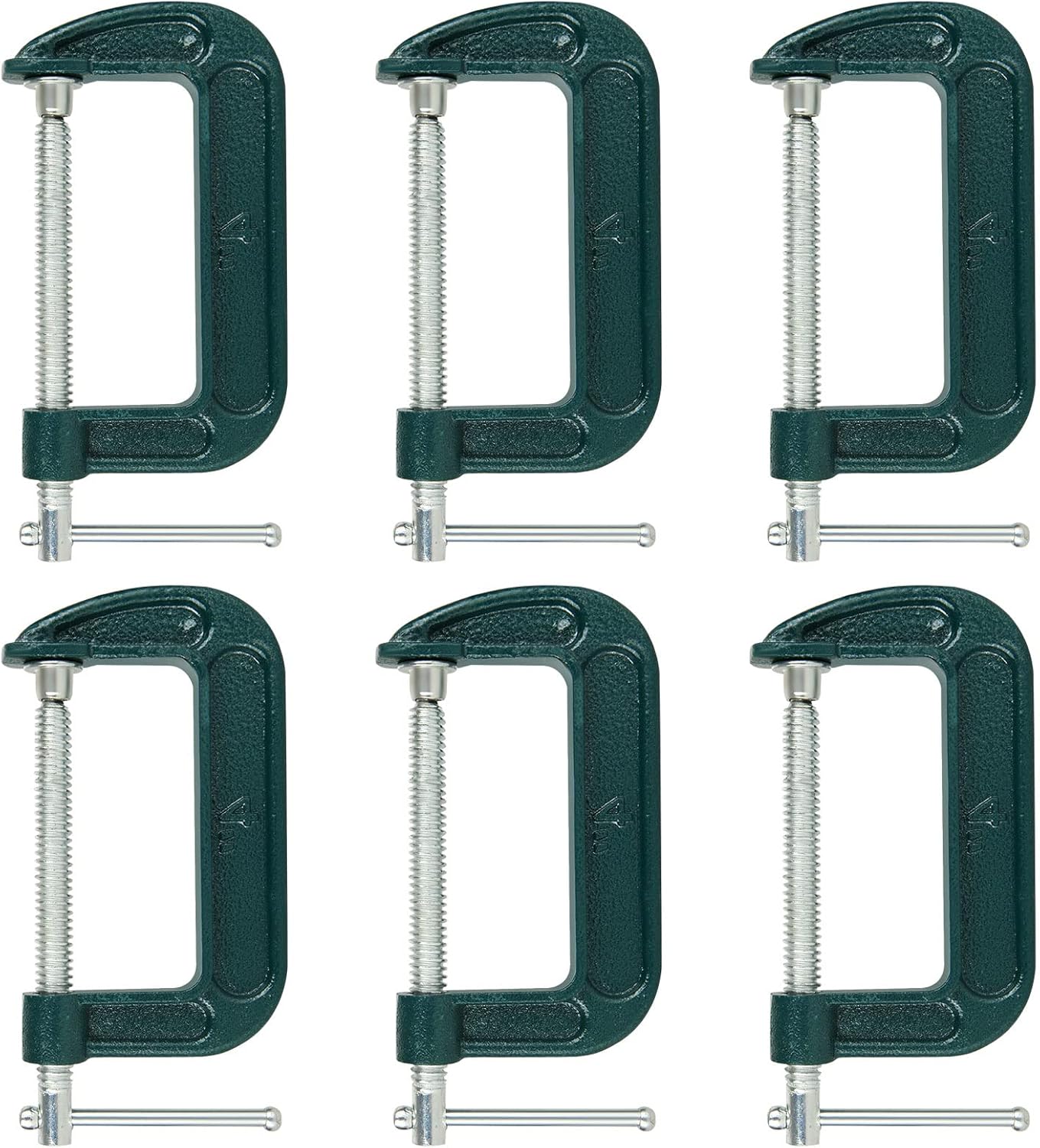 Abuff 6 Piece 4 Inch C-Clamp Set - Industrial Strength, Quality Iron C ...