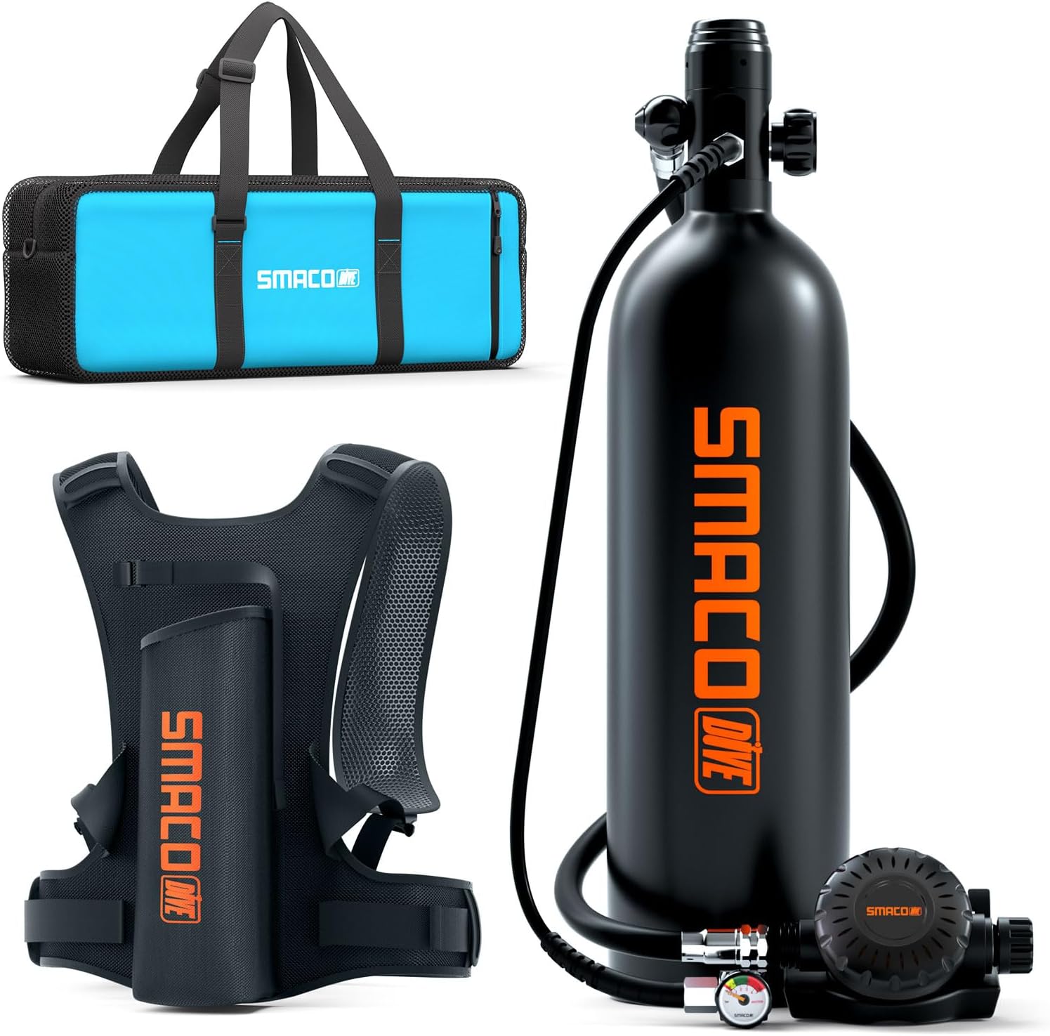 SMACO Mini Scuba Tank 2L Scuba Tank up to 30 Minutes Backup Diving Air ...
