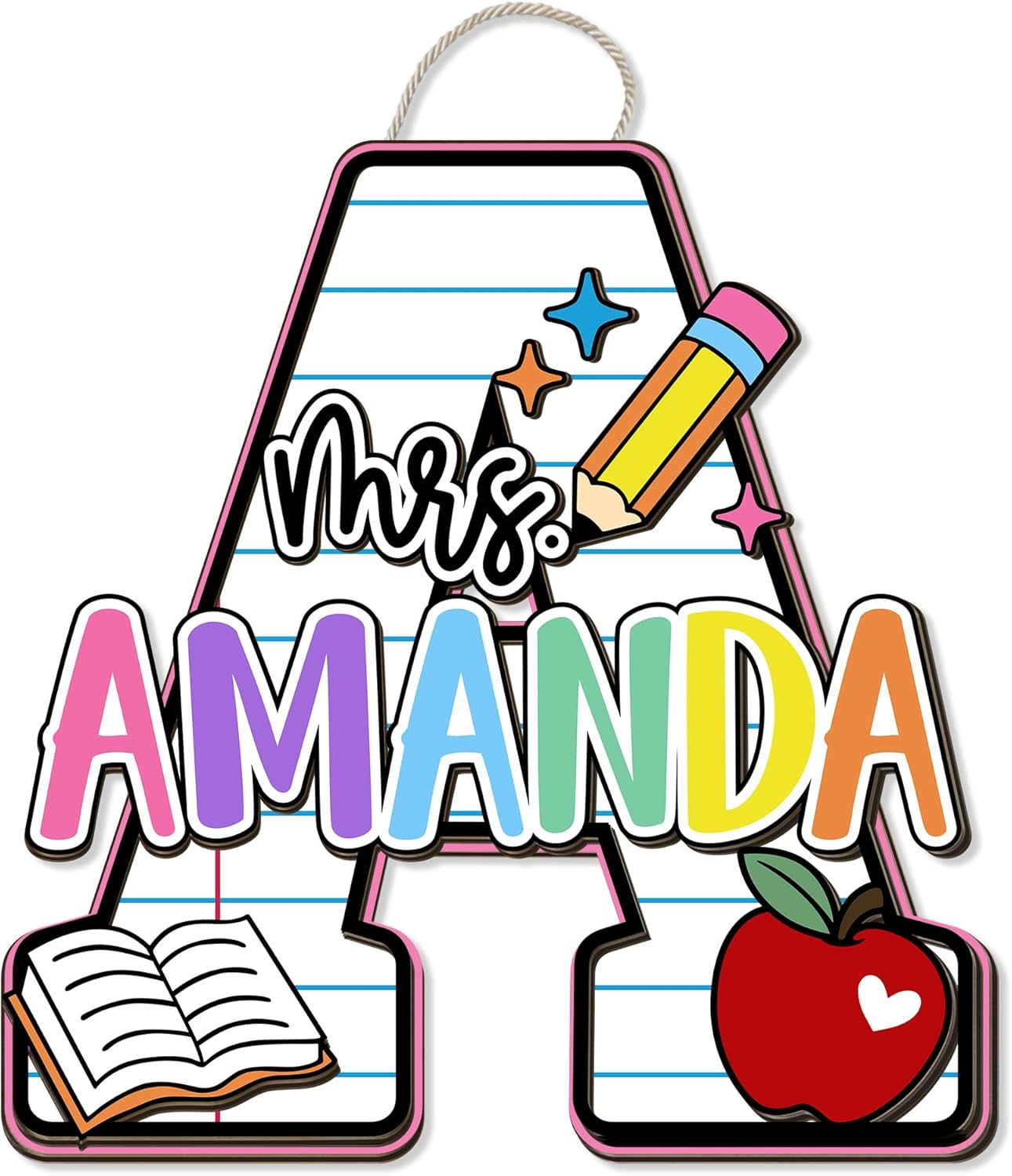 Amazon.com: Personalized Teacher Letter Classroom 3D Wood Art, 2 Layer ...