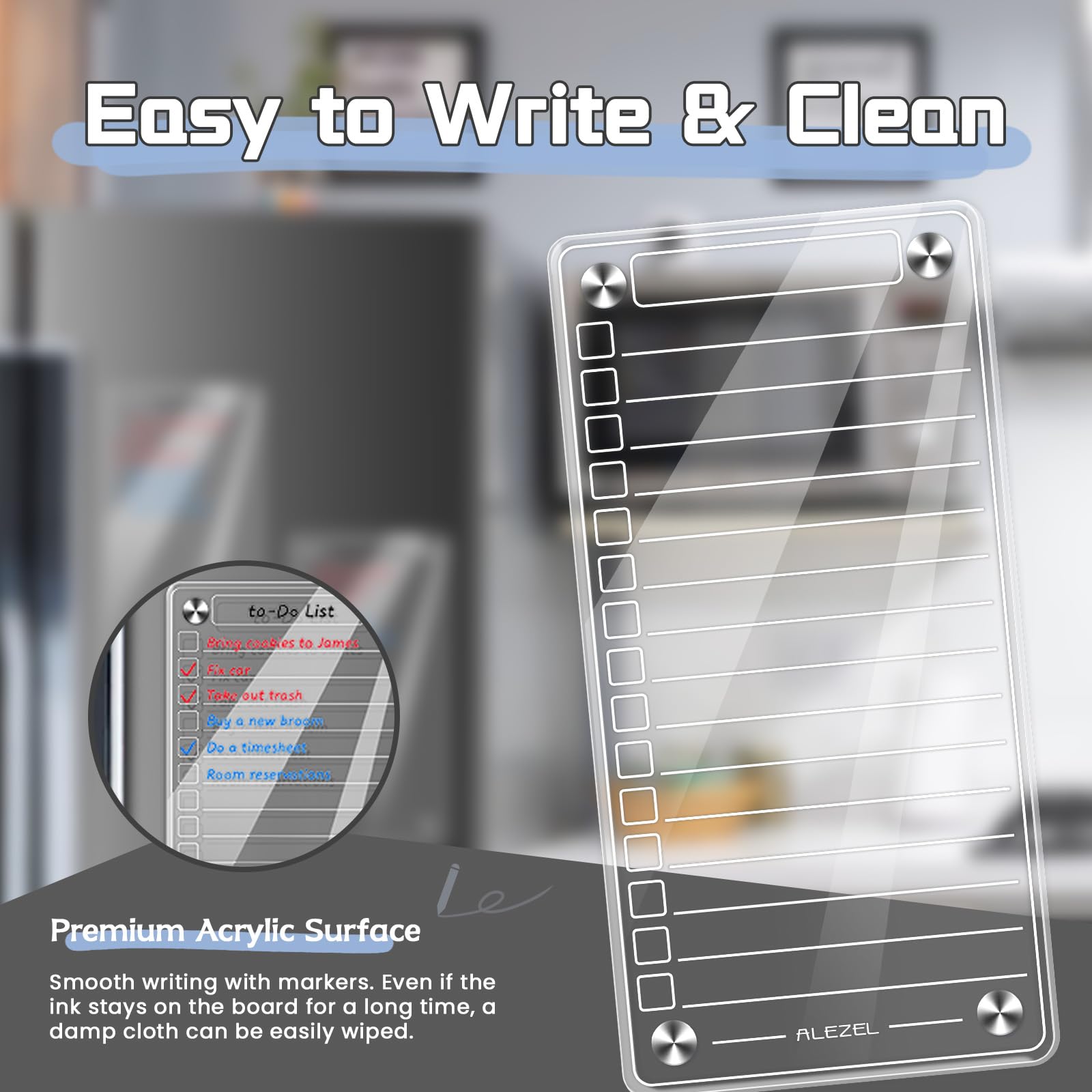 Snapklik.com : Acrylic Dry Erase List Board For Fridge, Clear Magnetic ...