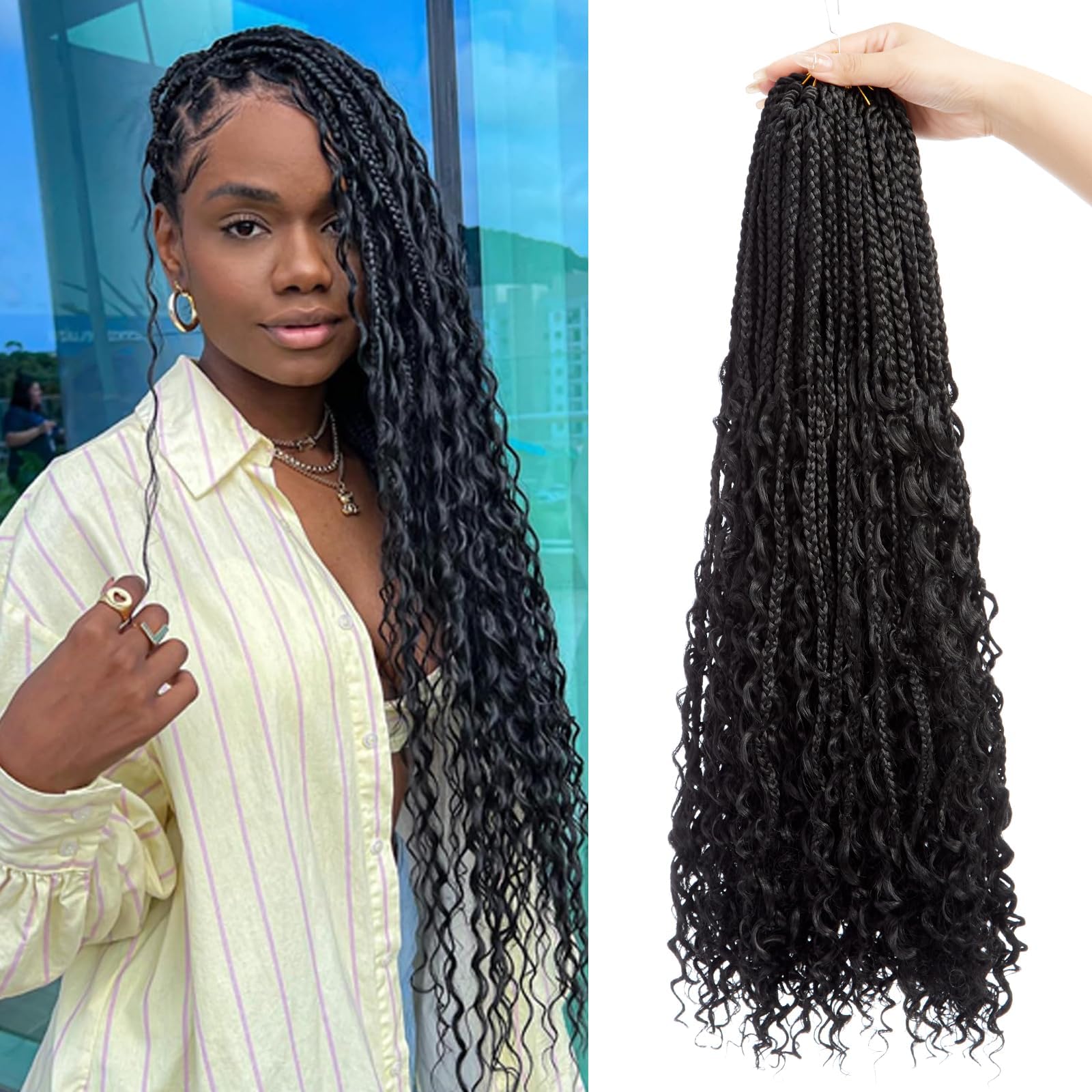 Amazon.com : Goddess Box Braids Crochet Hair with curly ends 14 Inch ...