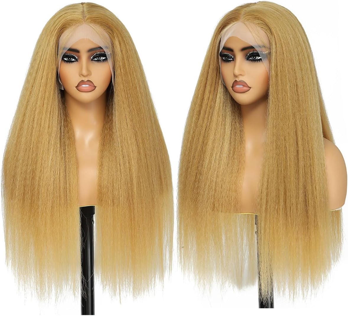 Amazon.com : Honey Blonde Wigs Kinky Straight Synthetic Lace Front Wig ...