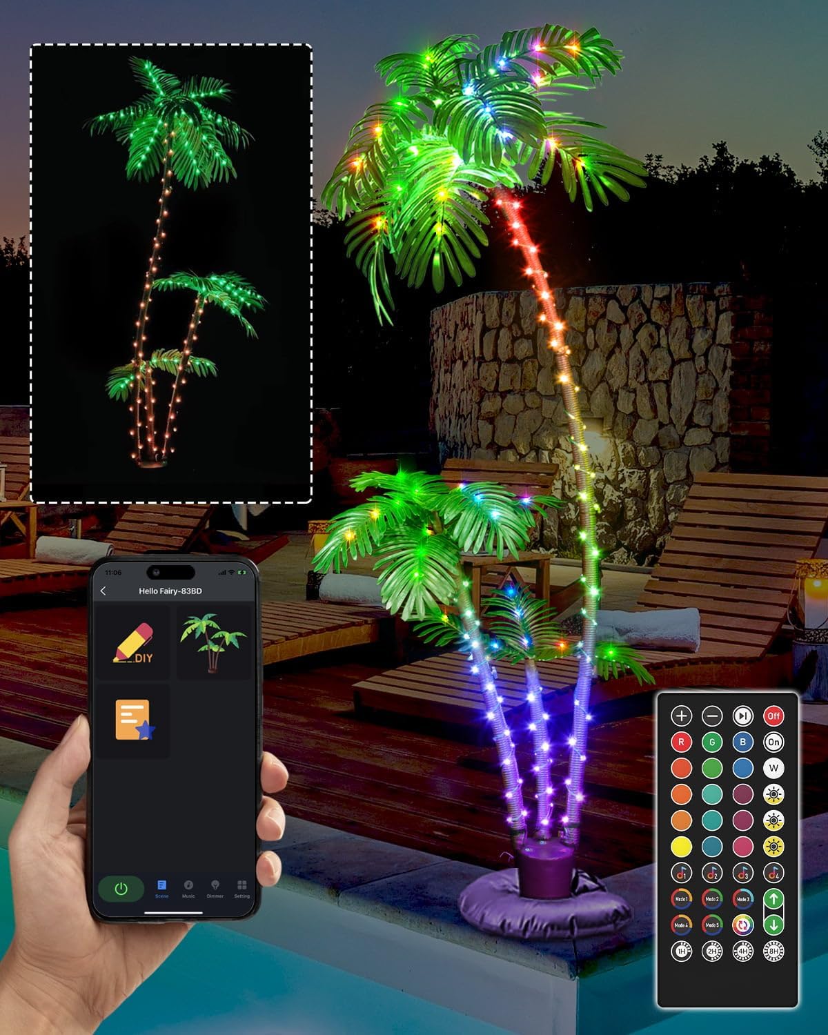 Amazon.com: Smart Lighted Palm Tree, 7FT DIY Color Changing LED Pre-Lit ...
