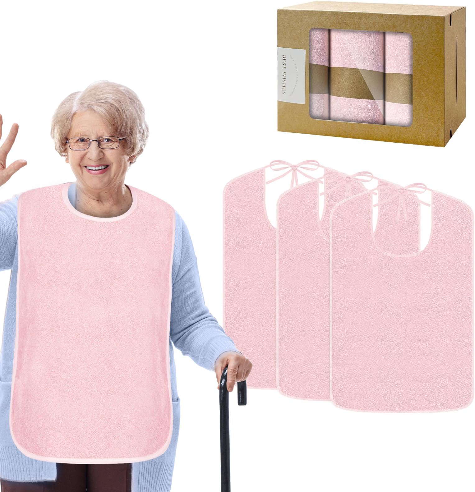 Amazon.com: Personal Touch Deluxe Terry Adult Bibs with Closure, 100% ...