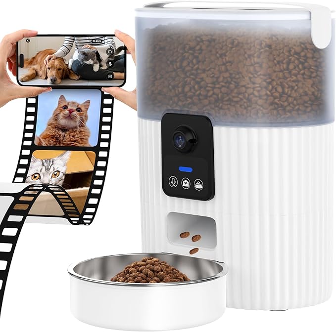 Advwin 3.5L Automatic Cat Feeder with Camera, 1080P HD Video with Night ...