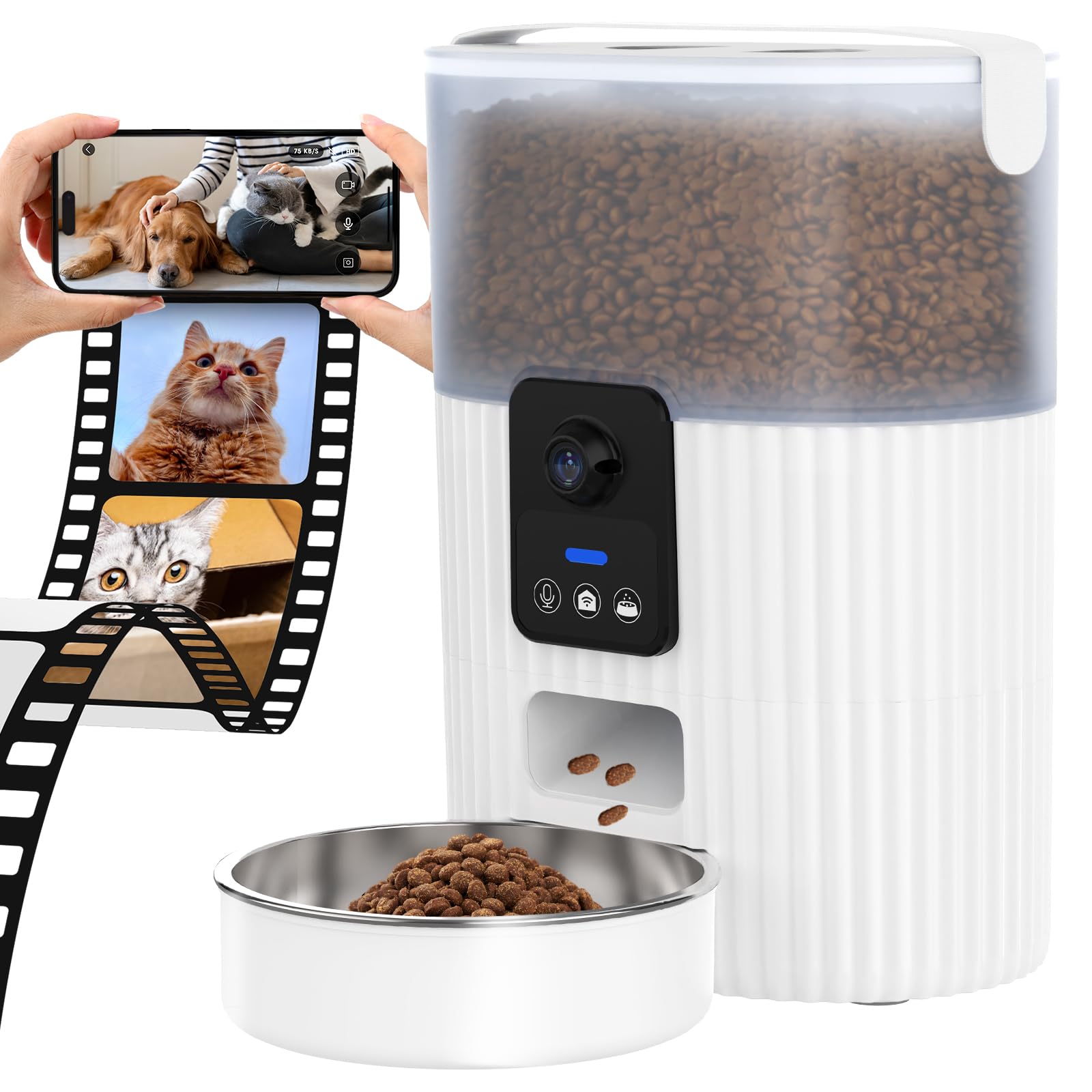 Advwin 3.5L Automatic Cat Feeder with Camera, 1080P HD Video with Night ...
