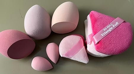 Amazon.com : BS-MALL Makeup Sponge & Triangle Puff Set Pink for Mini ...