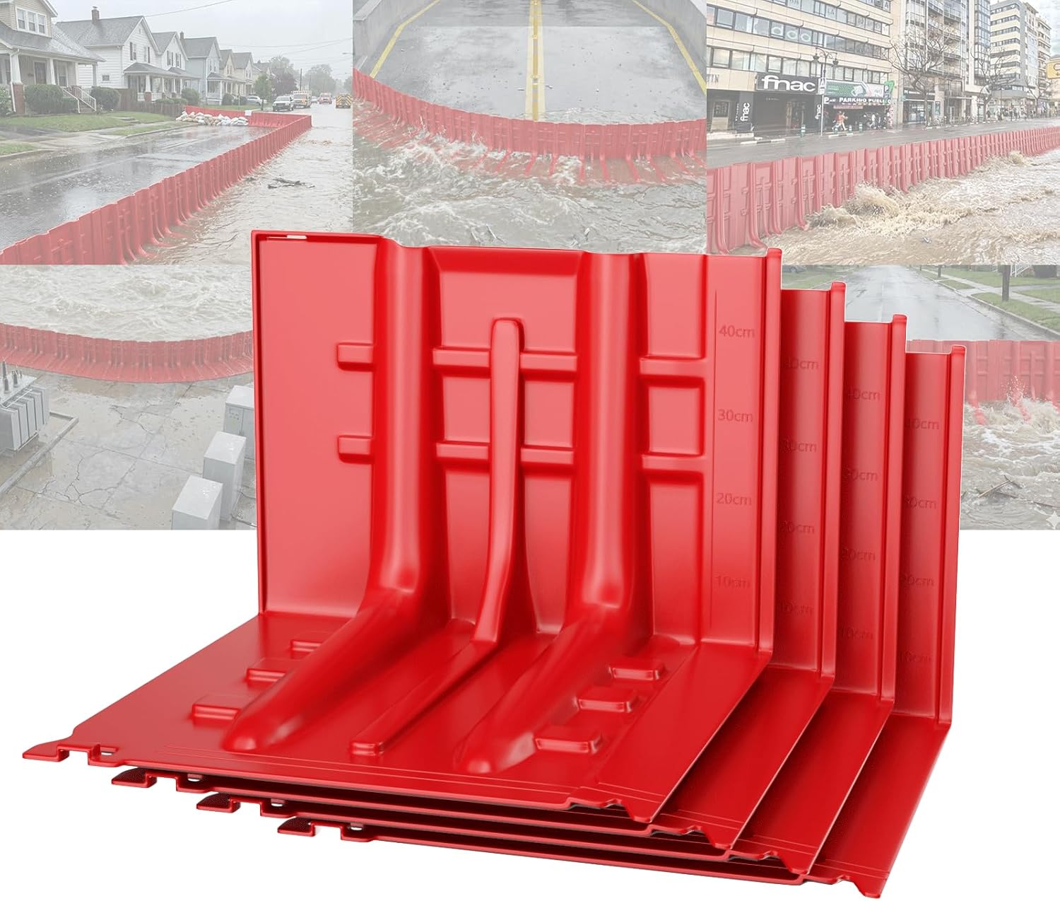 4 Pack Flood Protection Barrier, ABS L-Shaped Flood Barriers for Home ...