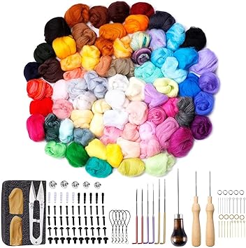 72 Colors Wool Needle Felting Kit for Beginners, Needle Felting Tools ...