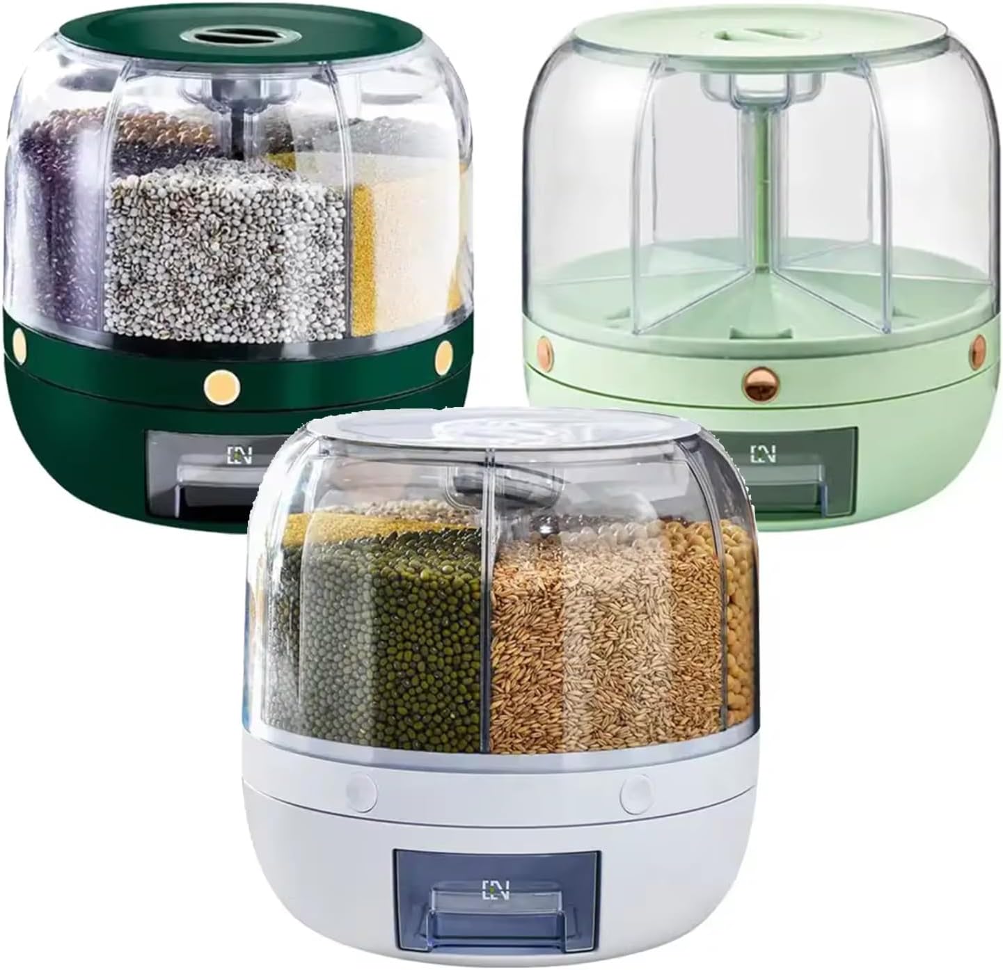 Amazon.com: BILPIKOGoo 6 Grid Rice Dispenser, Rotating Grain Storage ...