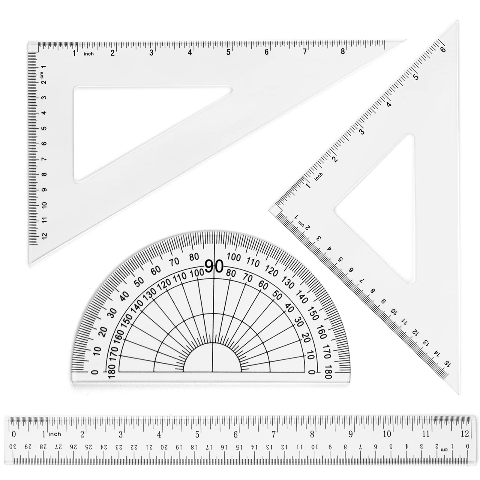 Snapklik.com : Coopay 12 Inch Math Geometry Tool Plastic Ruler Square ...